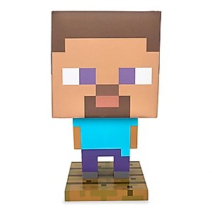Minecraft Steve Figural 13-Inch LED Desk Lamp | Mood Light For Nightstand Table, Shelf
