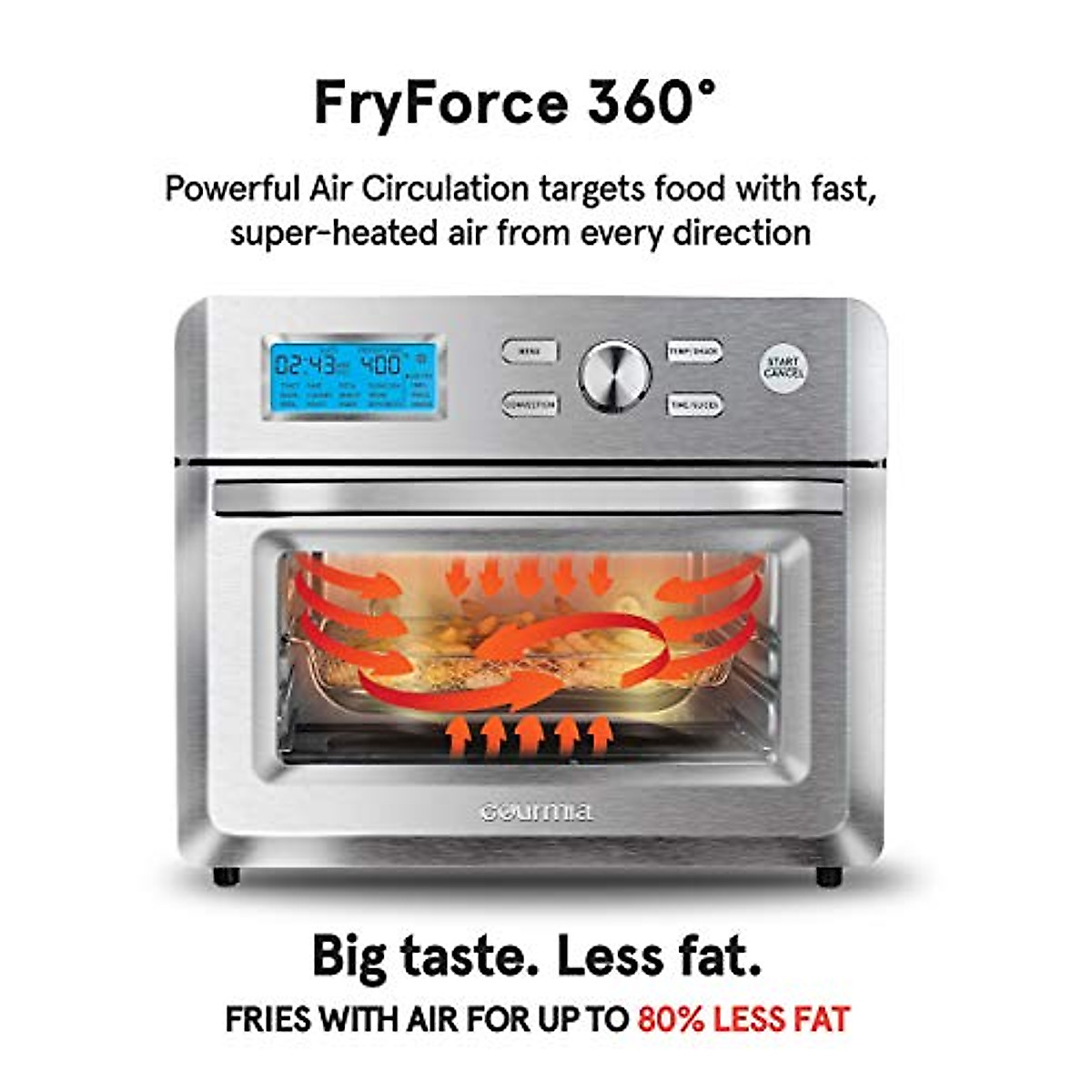 Gourmia GTF7600 16-in-1 Multi-function, Digital Stainless Steel Air Fryer Oven - 17 Cooking Presets