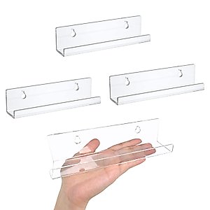 hautllaif Vinyl Record Display Set,3 Pack Transparent Vinyl Record Shelf Wall Mount and Protective Sleeve Covers,8in Acrylic Record Album Holder Shelves and Clear Album
