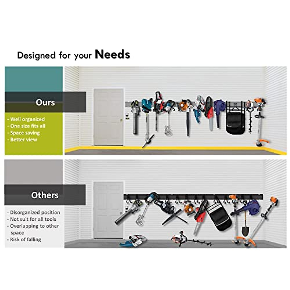 N32 (Foldable Type) String Trimmer Hanger, Garden Power Tool Hanger, Weed Wacker Hanger, Weed Eater Rack, Trimmer Rack, Garage Tool Organizer, Weed Eater Holder for Garage, Garage Trimmer