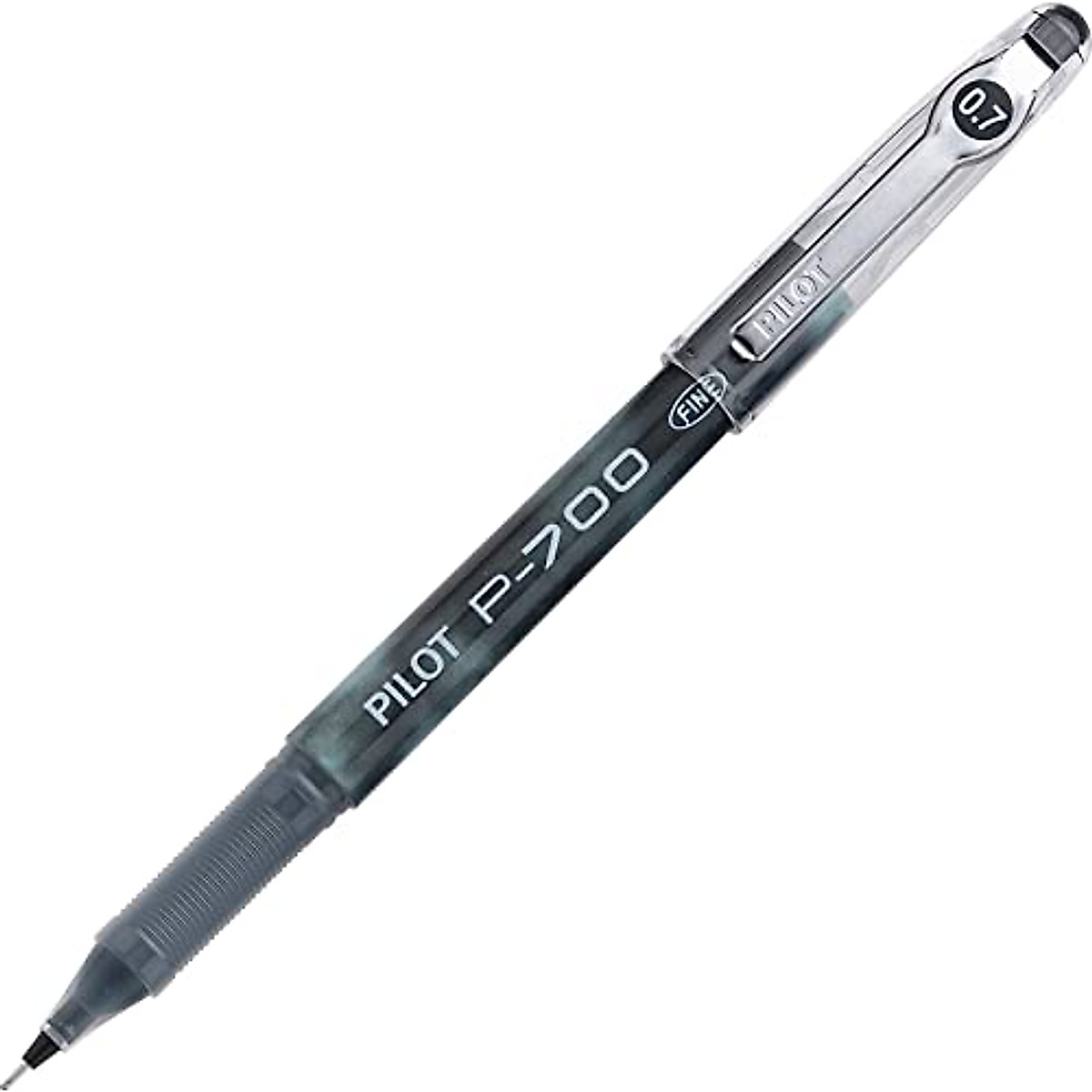 Pilot P-700 Rollerball Stick Gel Pen, Black Ink, Fine 0.7 mm, Dozen (PIL38610)