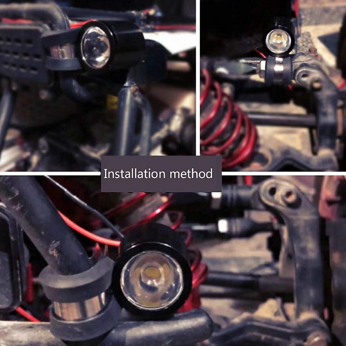 RC LED Light Kit, RC Spotlights 3W Headlight Front Light Searchlights Spare Part LED Light Headlights Replacement Accessory for RC Crawler Car Kids Toy Vehicle(Black)