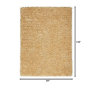 Nourison Lush Shag Modern & Contemporary Gold 7'10" x 9'10" Area -Rug, Easy -Cleaning, Non Shedding, Bed Room, Living Room, Dining Room, Kitchen (8x10)" }