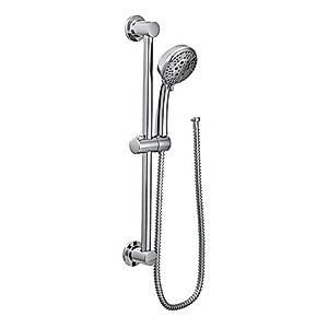 Moen Eco-Performance Chrome 4-Spray Pattern Handheld Showerhead with 69-Inch-Long Hose and 30-Inch Grab Slide Bar, 3669EP