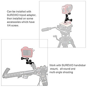 SUREWO Dual Rotating Extension Arm Mount Compatible with GoPro Hero 11 10 9 8 7 6 5 Black,DJI Osmo Action 2,AKASO,Campark and More (Black)