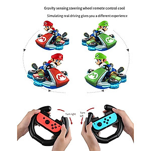 Mmwpqbd for Nintendo Switchh Game Aiming Wheel Mario Racing 8 Bracket Accessories Left and Right Double Handle Grip 1 Set Total 2 Brackets ☆ Black