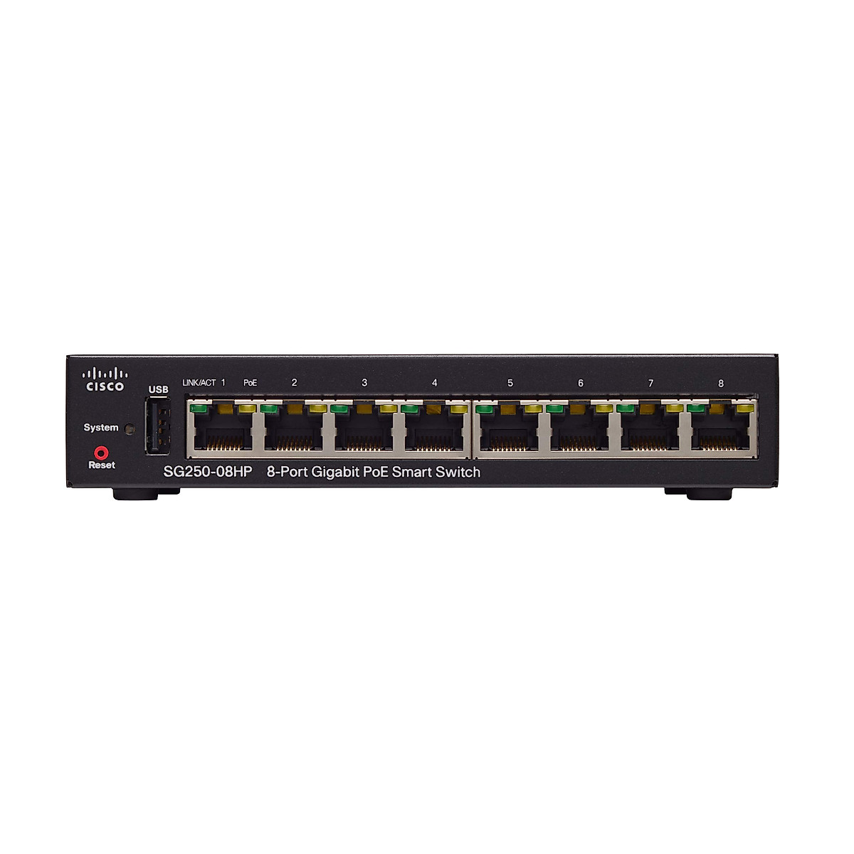 Cisco SG250-08HP Smart Switch | 8 Gigabit Ethernet (GbE) Ports | 45W PoE | Limited Lifetime Protection (SG250-08HP-K9-NA)