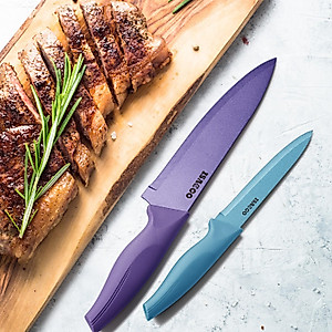 ISACCO Knife Set,12pcs Kitchen Knife Set,Non-stick Food Grade Coating,Utility Knives with Blade Guards,Ultra-Sharp High Carbon Stainless Steel Knives,Dishwasher Safe(Pass the FDA Certificate)