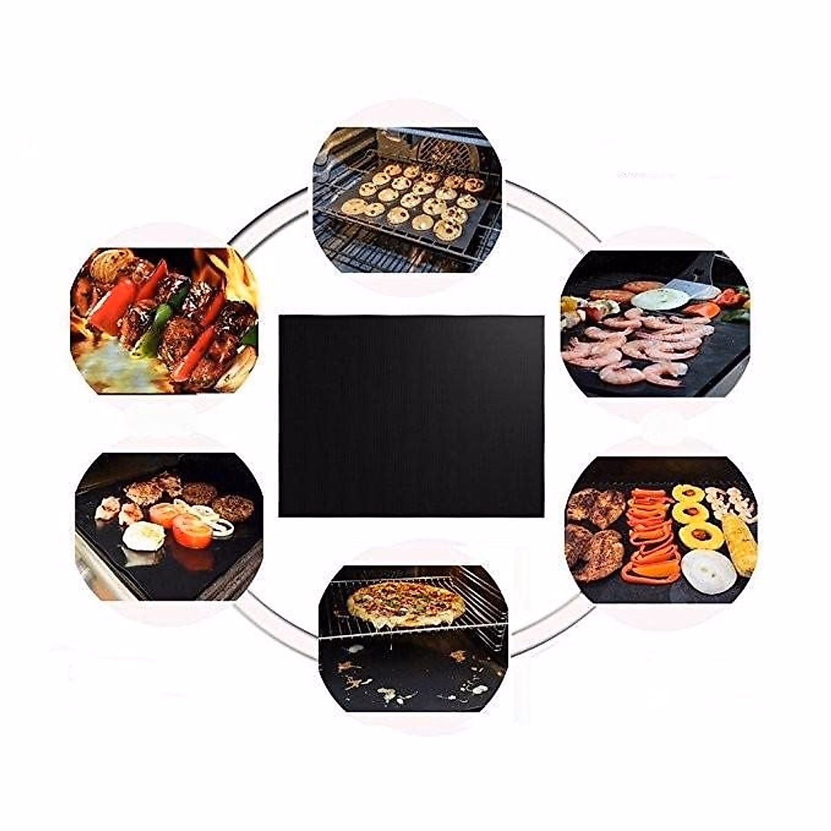 Large Oven Liners，5 PACK Heavy Duty Teflon Oven Liners,BBQ Grill Mats for Bottom of Oven for Gas, Electric and Fan Assisted Ovens，Baking Mat, Oven Protector Sheets，Reusable