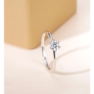 TIGRADE 1.5mm Eternity Ring Round Cut Cubic Zirconia Anniversary Ring Minimalist High Polished Promise Ring for Women Size 3-11, Silver, Size 6