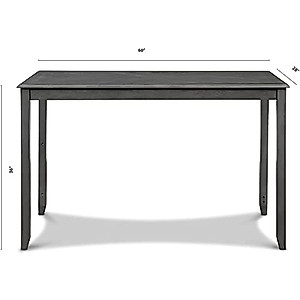 New Classic Furniture Amy Kitchen Counter Island Dining Table for 4 with Storage Shelf & USB Chargers, Contemporary Gray