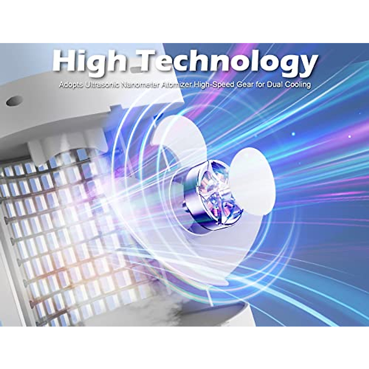 Portable AC Air Conditioner Fan, Evaporative Mini Air Conditioner with 3 Speeds 7 Colors, 600ML Large Water Tank Air Cooler, Misting Humidifier Small Desk Cooler Fan for Room, Home, Car and Office