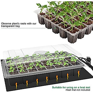MIXC Seedling Trays Seed Starter Tray, 5-Pack Mini Propagator Plant Grow Kit Greenhouse with Humidity Vented Domes and Base for Seeds' Starting (40 Cells Per Tray, Total 200 Cells), Black