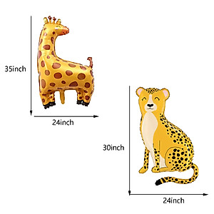 6PCS Jungle Animal Foil Balloons Giant Safari Animal Foil Balloons for Kids Boys Safari Jungle Baby Shower Birthday Wild One Zoo Party Decorations