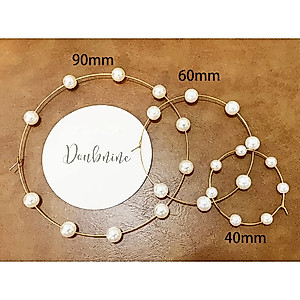 Doubnine Large Hoops Super Huge Circle Pearls Earrings Thin Dangle Gold Silver Elegant Wedding Women Accessories Jewelry Gift for Her (90mm gold)