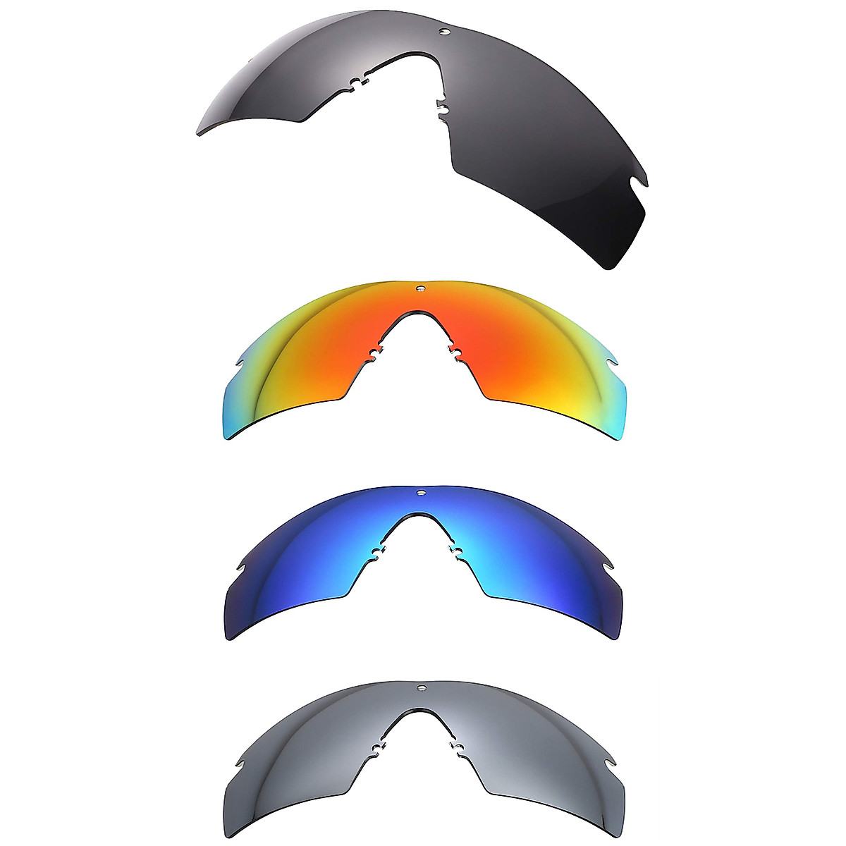 NicelyFit 4 Pairs Polarized Replacement Lenses for Oakley Si Ballistic M Frame 2.0 Sunglasses (Black Blue Red Titanium)