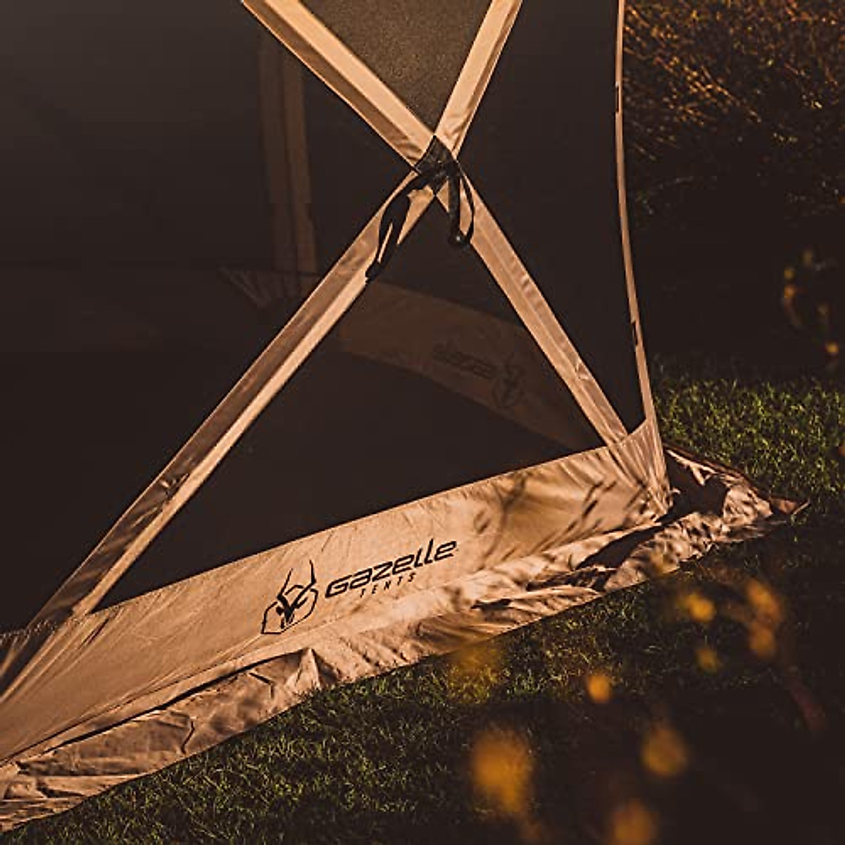 Gazelle Tents™, G5 5-Sided Portable Gazebo, Easy Pop-Up Hub Screen Tent, Waterproof, UV Resistant, 4-Person & Table, Desert Sand, 85" x 115" x 106", GK907, Includes Free 3 Pack of Wind Panels