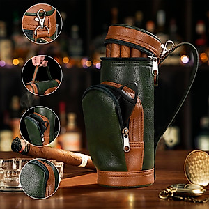 Onflow Cigar Humidor -Cigar Accessories with Cigar Cutter and Cigar Humidifier-Cigar Case Holds up to 8 Cigars-Cedar Wood Keep Cigars Fresh-Travel Humidor