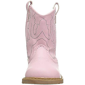 Baby Deer Round Toe Western Boot, White SZ 2