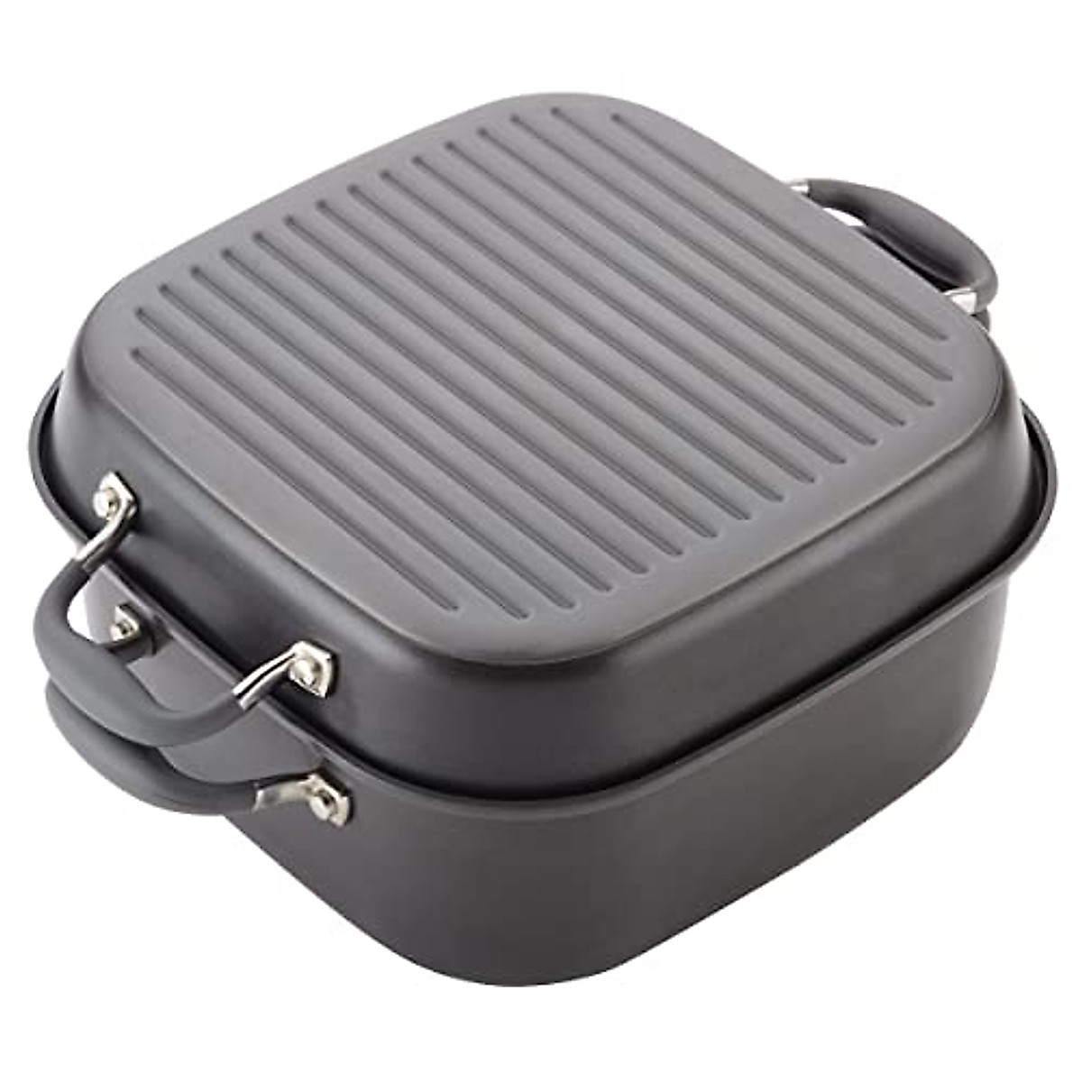 Anolon Advanced Hard Anodized Nonstick Grill Pan / Griddle and Roaster - 11 Inch, Gray