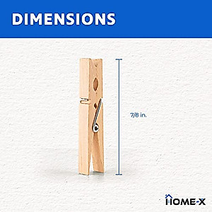 Home-X Heavy Duty Wooden Clothespins | Durable Outdoor Clothes Pins for Hanging Clothes and Drying Laundry, Set of 100