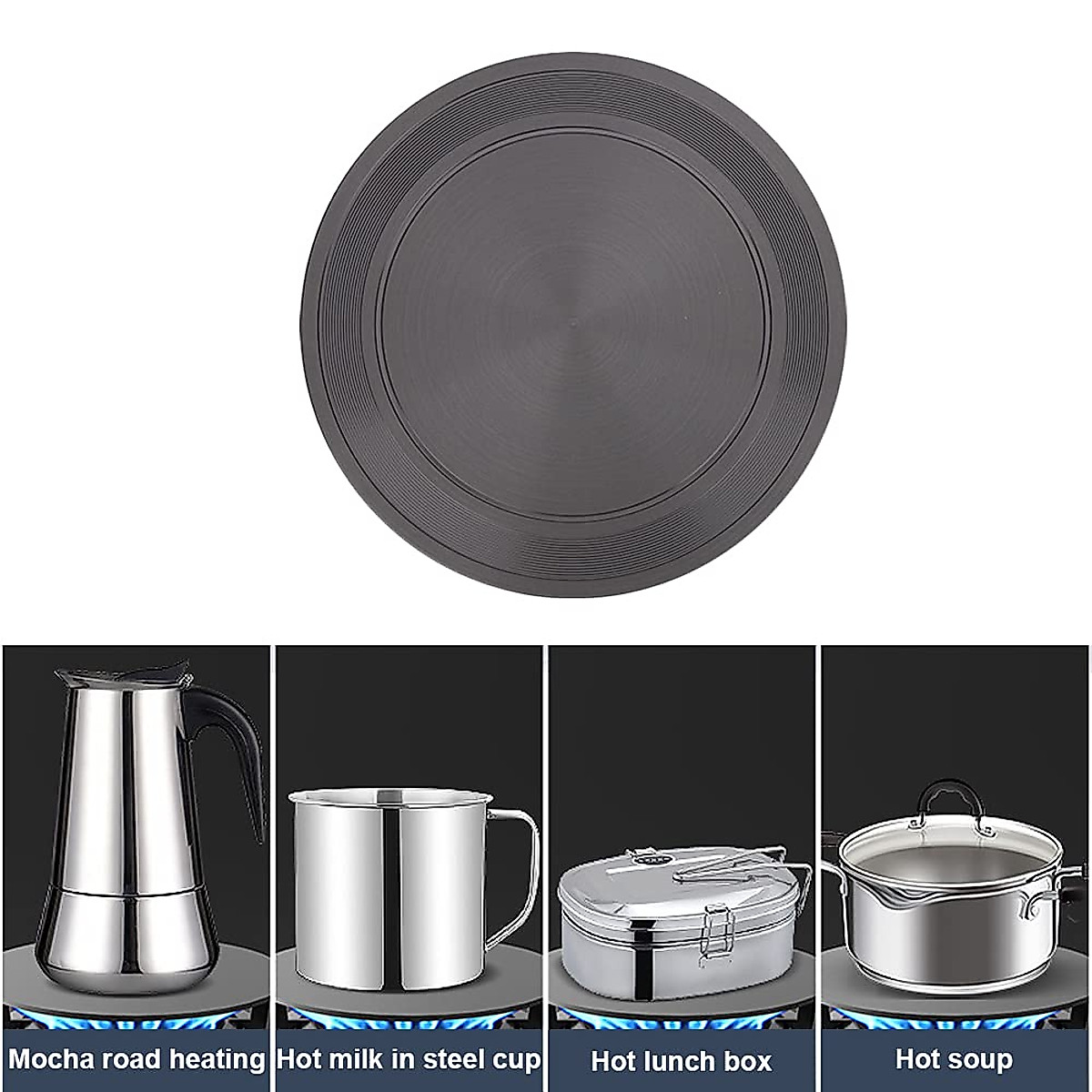 Heat Diffuser Plate, Aluminum Gas Stove Diffuser Heat Conduction Plate, Reducer Flame Guard Simmer Ring Plate Non-stick Hob Ring Plate for Gas Stove Glass Cooktop Converter(Black)