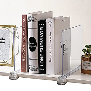 gbayle 10 PCS Acrylic Clear Closet Shelf Divider，Closet Organization for Wooden Shelving Suitable for Vertical Shelves Or Bedroom, Kitchen,Books,Towels and Hats, Purses Separators and Office