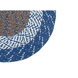 Better Trends Country Braid Collection 2-Piece Set Durable & Stain Resistant Reversible Chair Pads with Ties 100% Polypropylene in Vibrant Colors, 15" Round, Chambray Stripe