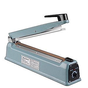 Flexzion Impulse Sealer 12 Inch (300mm) 400W Heat Sealer Machine with Adjustable Heating Mode, No Warm Up Needed, Portable Bag and Seal Impulse with Replacement Element Grip and Teflon Tape