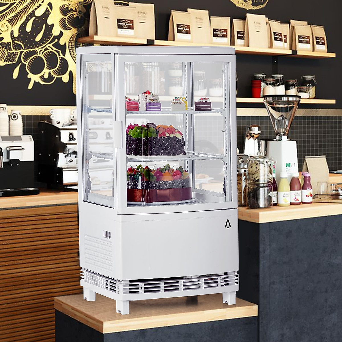 Takywep Commercial Refrigerator Display Case 2 Cu.FT, Two Glass Door Display Refrigerator Display Fridge, Countertop/Floor Refrigerator with LED Lighting, Adjustable Shelves, Double-Layered Glass