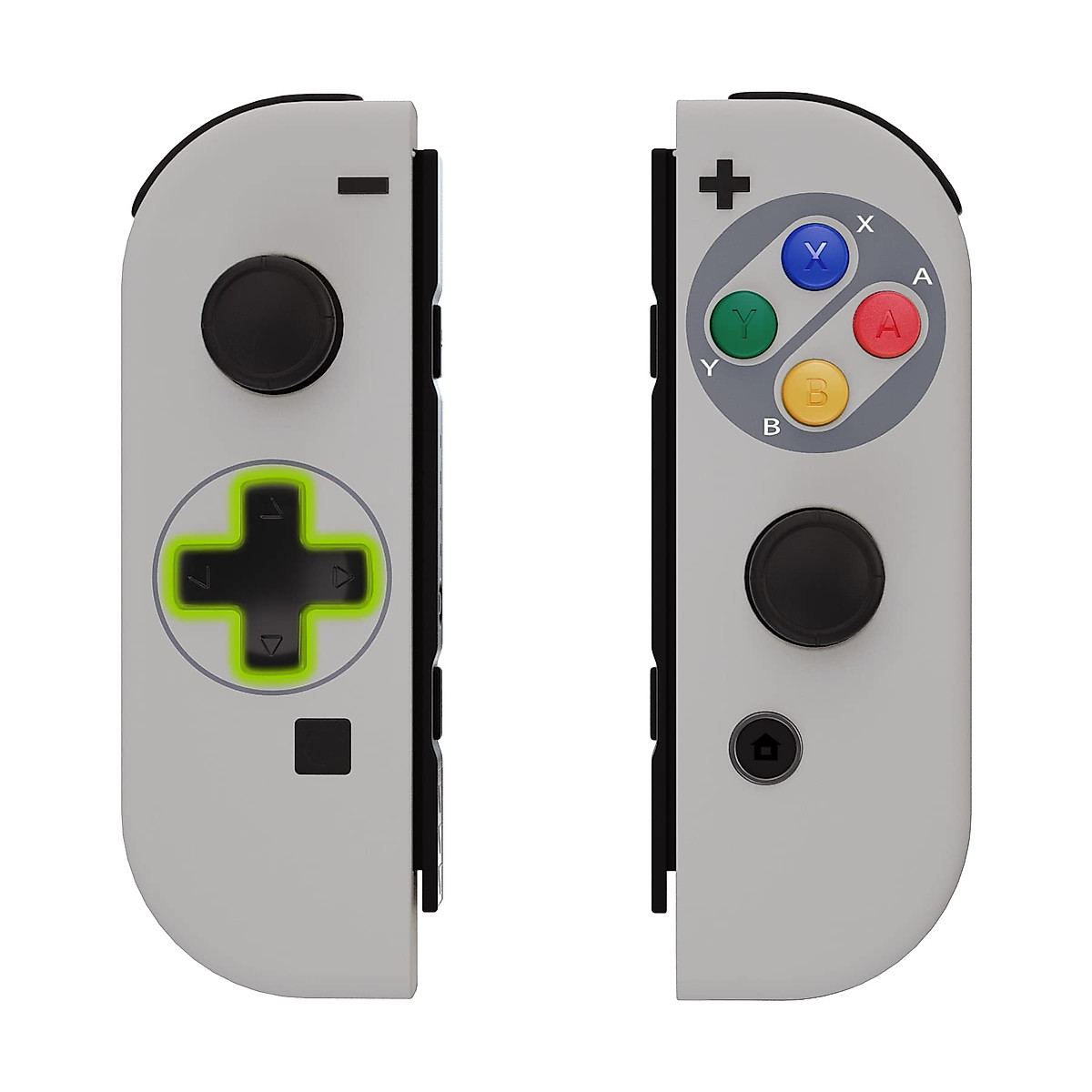 eXtremeRate SFC SNES Classic EU Style Joycon Housing Shell (D-Pad Version) with Colorful Buttons for Nintendo Switch, Replacement Faceplate for Nintendo Switch Dock – Joy-Con Dock NOT Included
