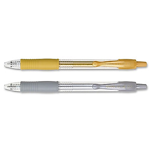 Pilot, G2 Metallics Gel Roller Pens, Fine Point 0.7 mm, Gold & Silver, Pack of 2
