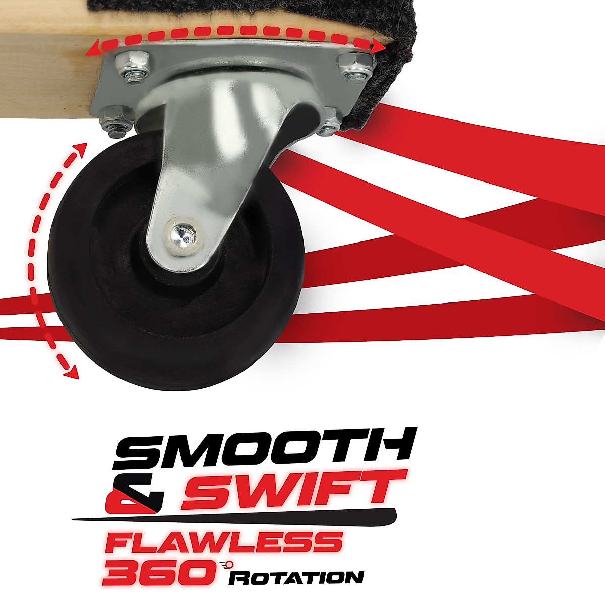 Dolly Cart, Moving Push Cart with Wheels, Carpeted Ends Hardwood Flatbed Movers Dollies, 12” x 18” Platform Truck Trolly Furniture Appliance Carts with a Capacity to Hold 1000 lbs. – by RamPro