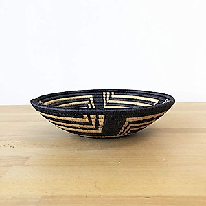 African Basket- Musoma/Rwanda Basket/Woven Bowl/Sisal & Sweetgrass Basket/Black, Tan