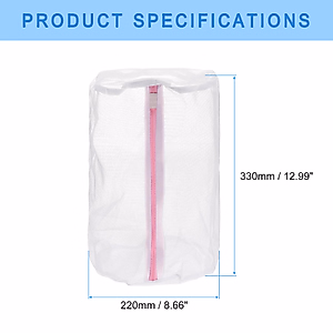 uxcell 2Pcs Shoes Washing Bag, 8.7 x 13 Inch Cylinder Fine Mesh Laundry Bags for Washing Machine Wash Sneakers, Slippers, Delicate, Underwear, White/Pink