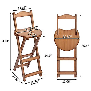 HollyHOME Folding Bamboo Bar Stool with Backrest and Footrest, Indoor&Outdoor Counter Height Back Support Stool with Pedals, Collapsible Dining High Chair for Home, Kitchen, Pub, Party, Patio, Walnut