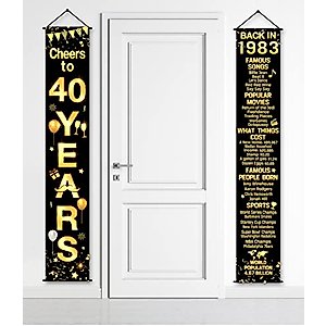 40th Birthday Party Decorations Cheers to 40 Years Banner Party Decorations Welcome Porch Sign for Years Birthday Supplies (40th-1983)