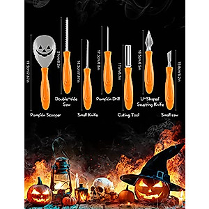 Halloween Pumpkin Carving Kit, 7 PCS Stainless Steel Professional pumpkin cutting carving supplies tools Kit, Pumpkin Carving Set with Carrying Case