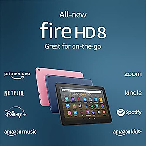 Amazon Fire HD 8 tablet, 8” HD Display, 32 GB, 30% faster processor, designed for portable entertainment, (2022 release), Black, without lockscreen ads