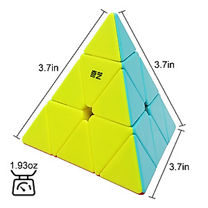 Z-Cube QY Toys Qiming S2 Pyraminx Cube Pyramid Speed Cube Puzzle Stickerless Magic Cube 3x3 Triangle Cube Puzzle Toy, (QY3076)