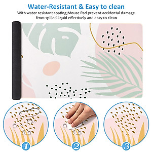 iCasso Desk Pad,Extended Gaming Mouse Pad (35.4x15.7 in), Large Non-Slip Rubber Base Mousepad with Stitched Edges, Waterproof Keyboard Mouse Mat Desk Pad for Work, Office, Home (Morandi)