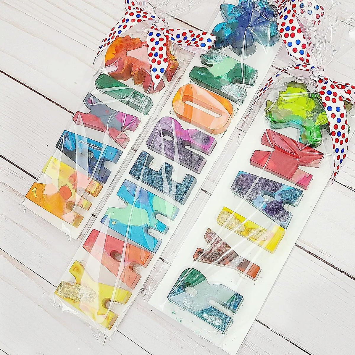 Wocuz 26 Large Letters Silicone Mold Alphabet Crayon Mold Chocolate Mold Biscuit Ice Cube Tray with 12 Sets of Present Packages for DIY Name Letter Gifts for Students Graduation Easter Party