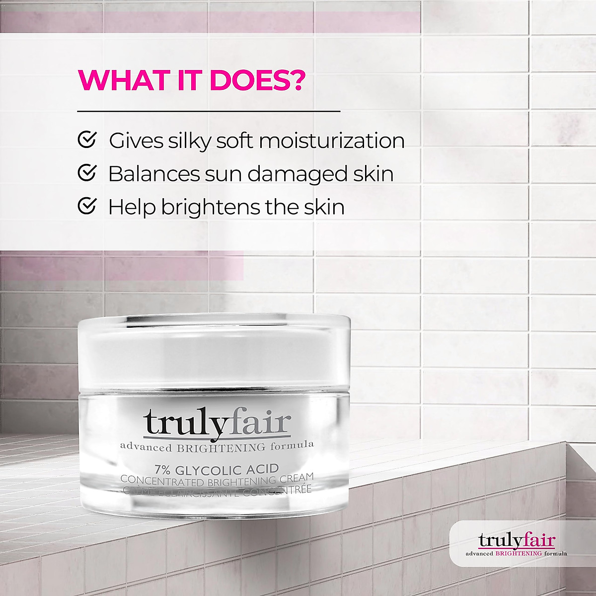 Truly fair 7% Glycolic Acid Concentrated Brightening Cream for women - Night cream - Shea Butter - Amino Acids - Paraben -free - 1.7 oz