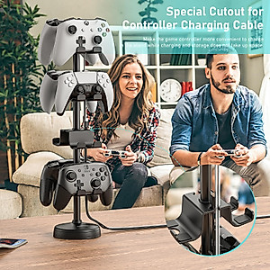 MANMUVIMO Headphone Controller Storage Holder for Desk 4 Tiers with Anti-Slip Stable Suction Cup, Controller Holder, Universal Gaming Desk Accessories for PS5/PS4/Xbox Series/Xbox One/Switch Pro