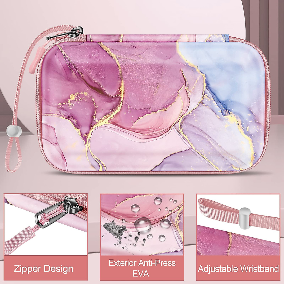 Fintie Carrying Case for Nintendo 2DS XL/New 3DS XL LL, Protective Hard Shell Portable Travel Cover Pouch for New 3DS XL LL/New 2DS XL Console with Slots for Games & Inner Pocket (Dreamy Marble)