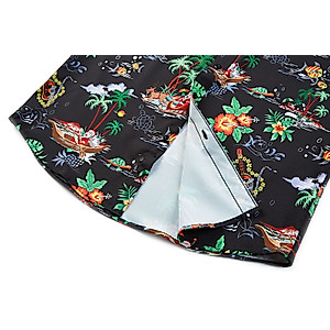 EUOW Men Christmas Button Down Shirt for Men Short Sleeve Funny Santa Hawaiian Vacation Shirts（Christmas Black,L