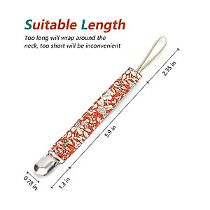 Pacifier Clips Baby Girl, Binky Clip Holder, 4 Pieces, Cotton and Linen Soft Fabric, for Babies During Teething