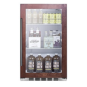 Summit SPR489OSPNR Commercially Approved Shallow Depth Indoor/Outdoor Beverage Cooler for Built-in or Freestanding Use with Panel-Ready Door Trim, Glass Door, Black Cabinet (Panel not included)