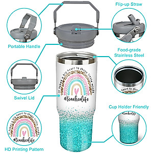 soeufnwhf Teacher Tumbler Cup, 30oz Stainless Steel Teacher Travel Coffee Mug Cup, Best Teacher Gifts for Women & Teacher Appreciation Gifts for Birthday, Appreciation Week, Back To School