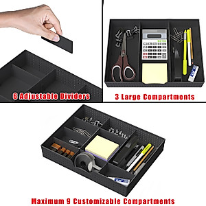 Simple Houseware Drawer Organizer Tray with 9 Adjustable Compartments, Black
